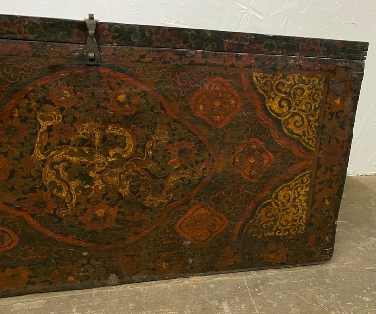 Antique Tibetan Painted Chest at 1stDibs