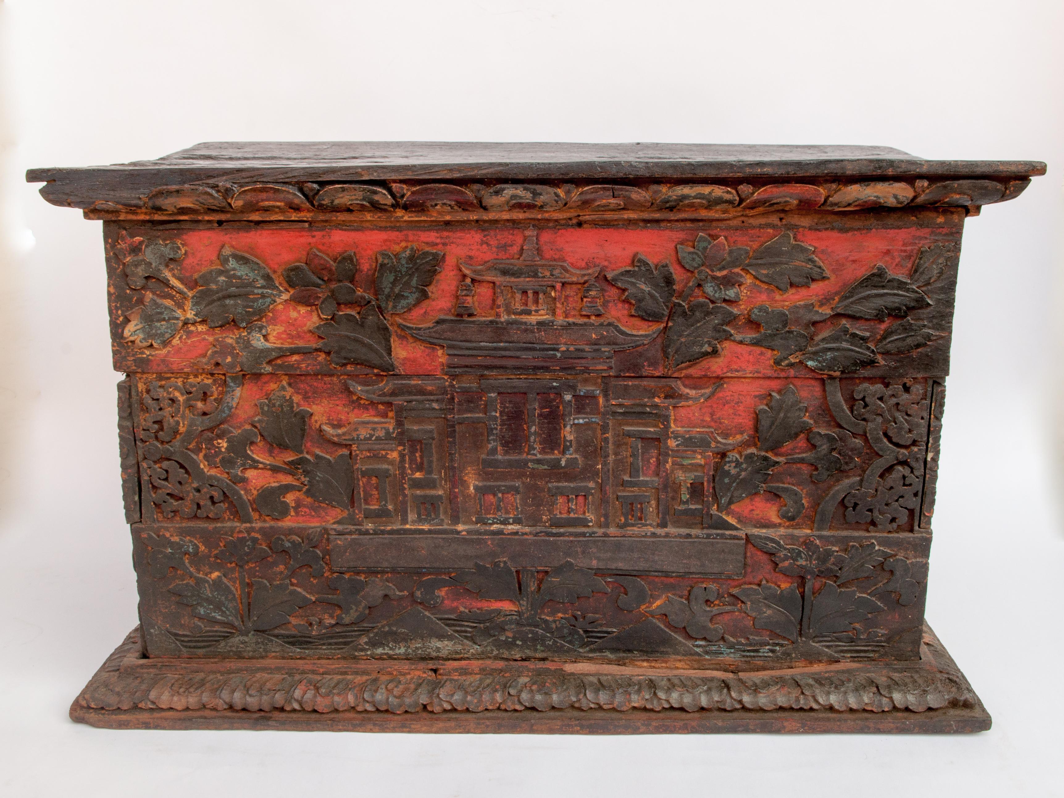 Antique Tibetan Style Religious Storage Box from Bhutan, 19th Century ...