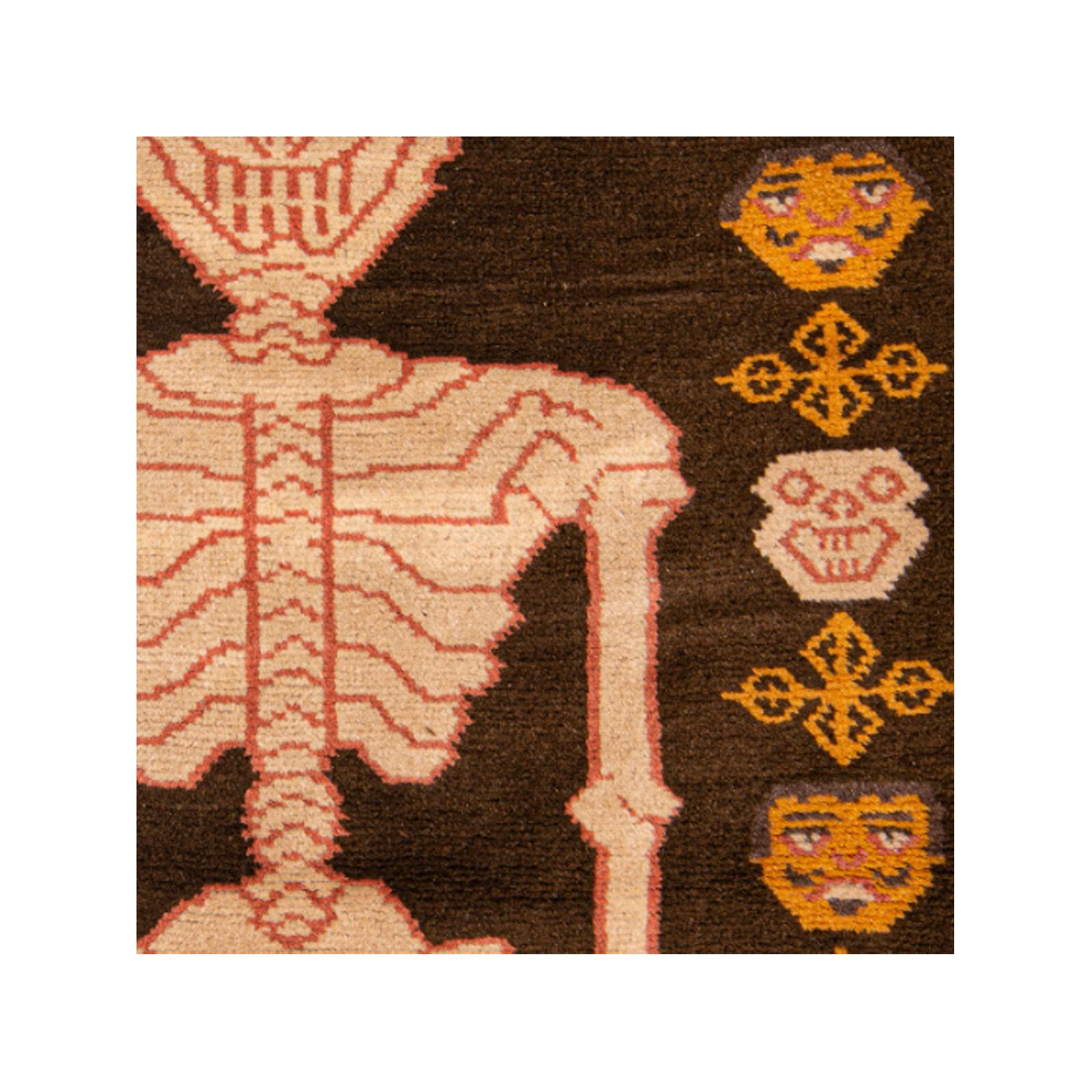 Antique Tibetan Tantric Skeleton Rug For Sale at 1stDibs