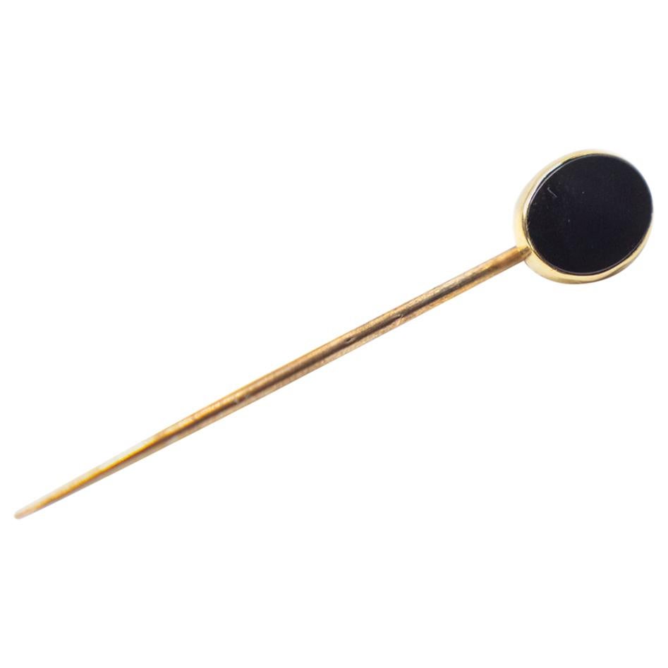 Antique Tie Pin Made in Gold with Black Enamel on it For Sale at 1stDibs
