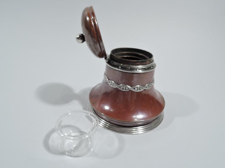 Antique Tiffany Aesthetic Mixed Metal on Copper Inkwell For Sale at 1stDibs