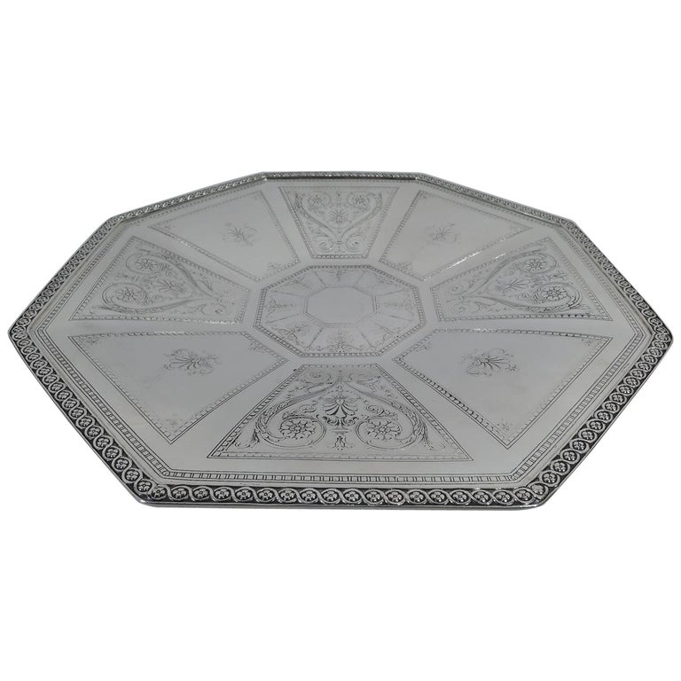 Antique Tiffany Aesthetic Sterling Silver Octagonal Footed Plate For ...
