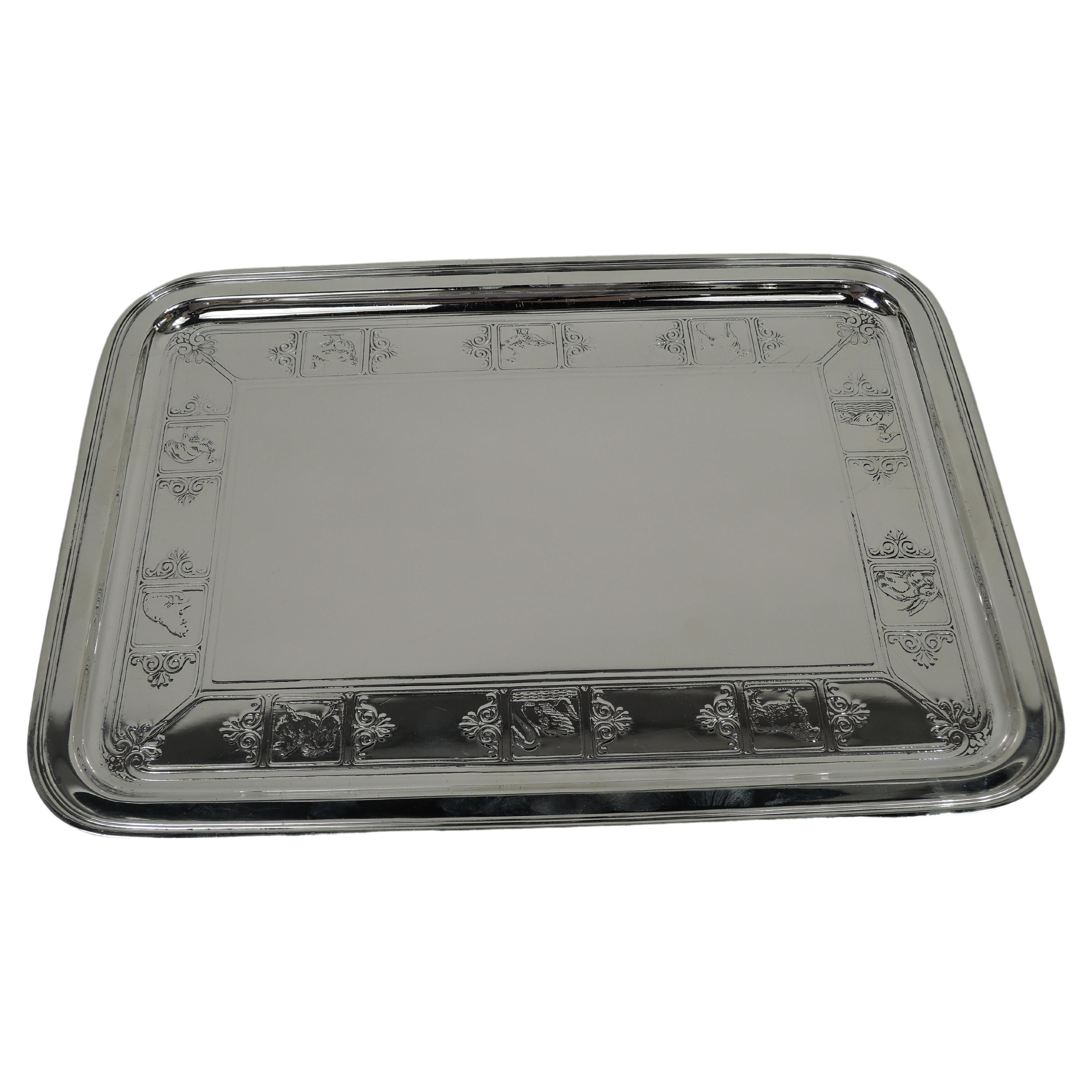 Tiffany Art Deco Sterling Silver Bar Tray For Sale at 1stDibs