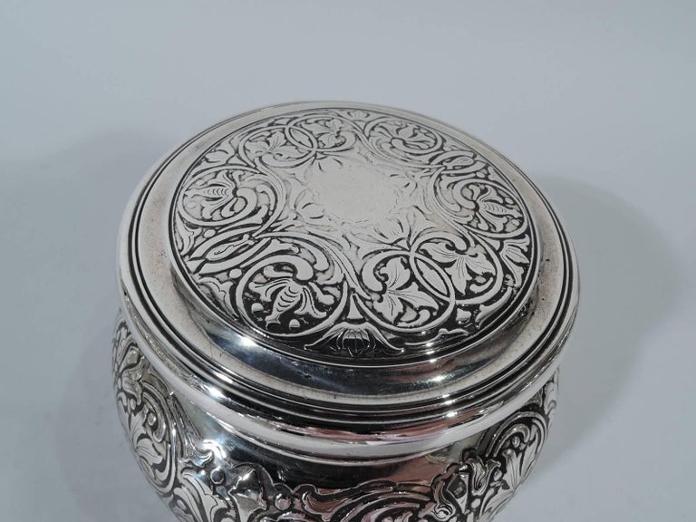 Antique Tiffany Art Nouveau Sterling Silver Powder Box For Sale at 1stDibs