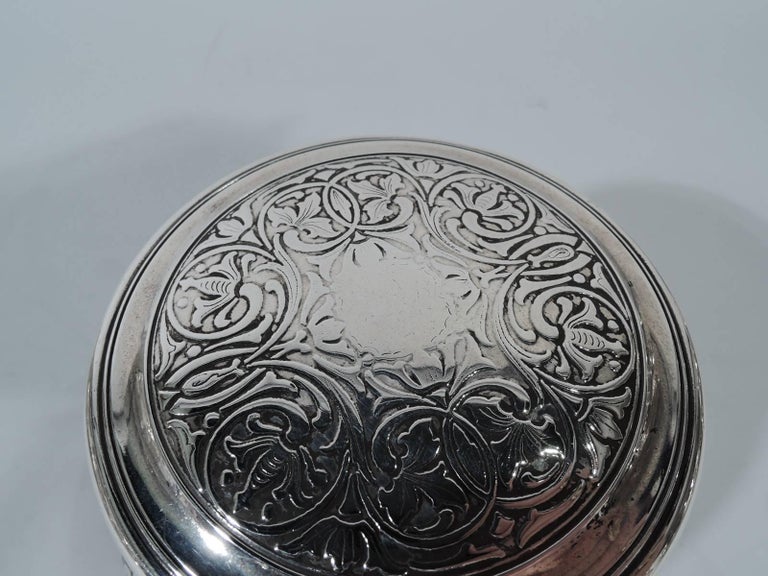 Antique Tiffany Art Nouveau Sterling Silver Powder Box For Sale at 1stDibs