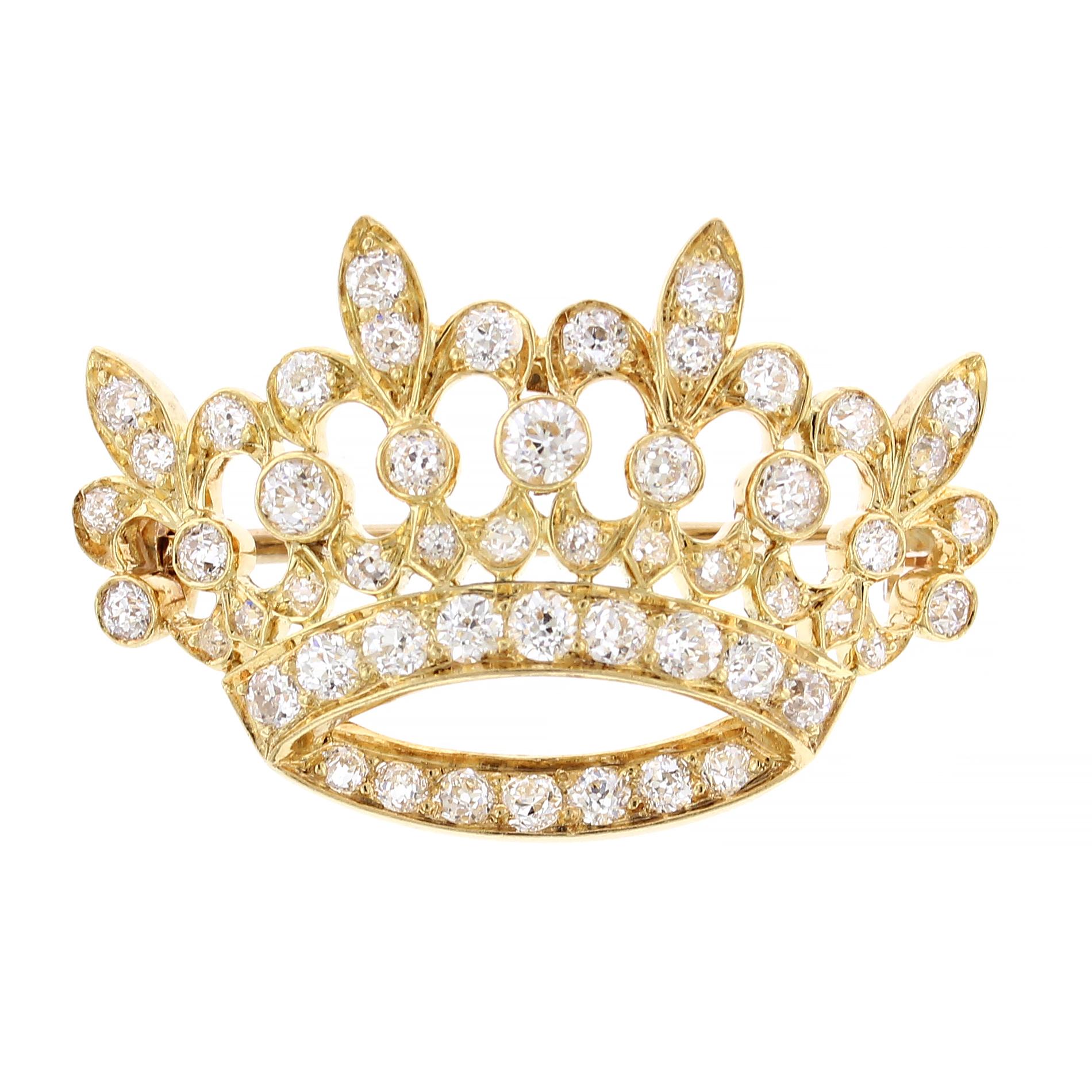 Antique Tiffany and Co. 18 Karat Yellow Gold Crown Pin For Sale at ...