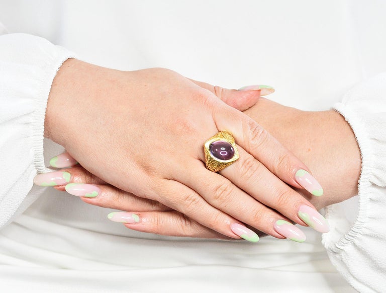 Antique Tiffany and Co. Amethyst Cabochon 18 Karat Gold Bishop ...