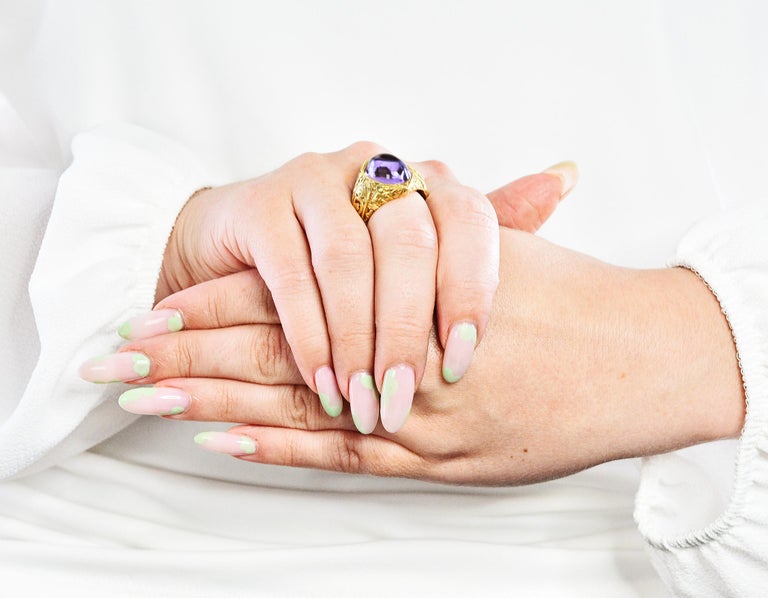 Antique Tiffany and Co. Amethyst Cabochon 18 Karat Gold Bishop ...