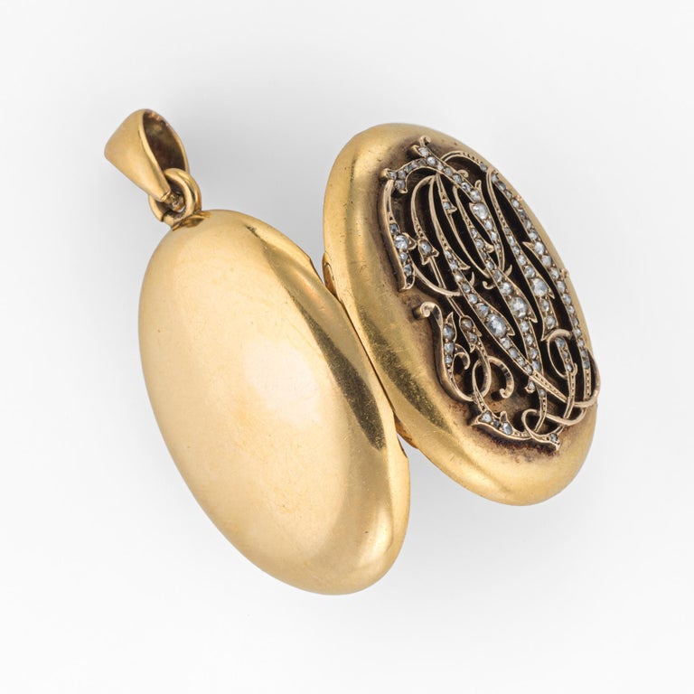 Tiffany and Co. Diamond Locket 18 Karat Gold Large Victorian Pendant ...