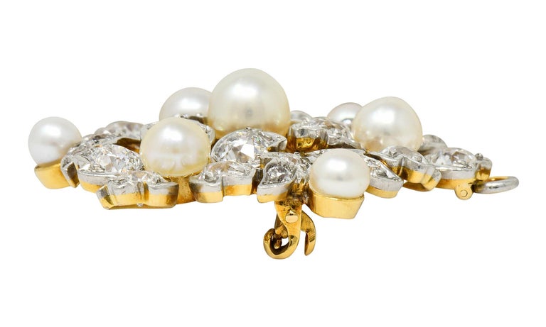 Antique Tiffany and Co. Paulding Farnham Diamond Natural Pearl Platinum ...