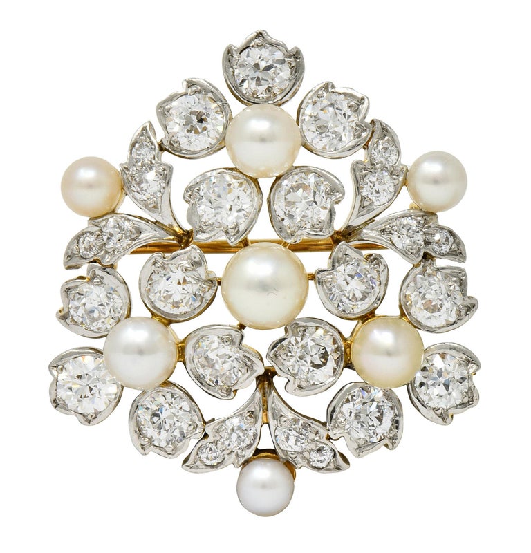 Antique Tiffany and Co. Paulding Farnham Diamond Natural Pearl Platinum ...