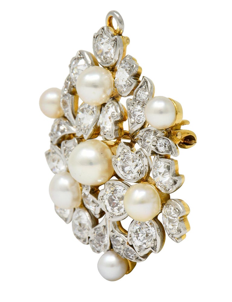 Antique Tiffany and Co. Paulding Farnham Diamond Natural Pearl Platinum ...