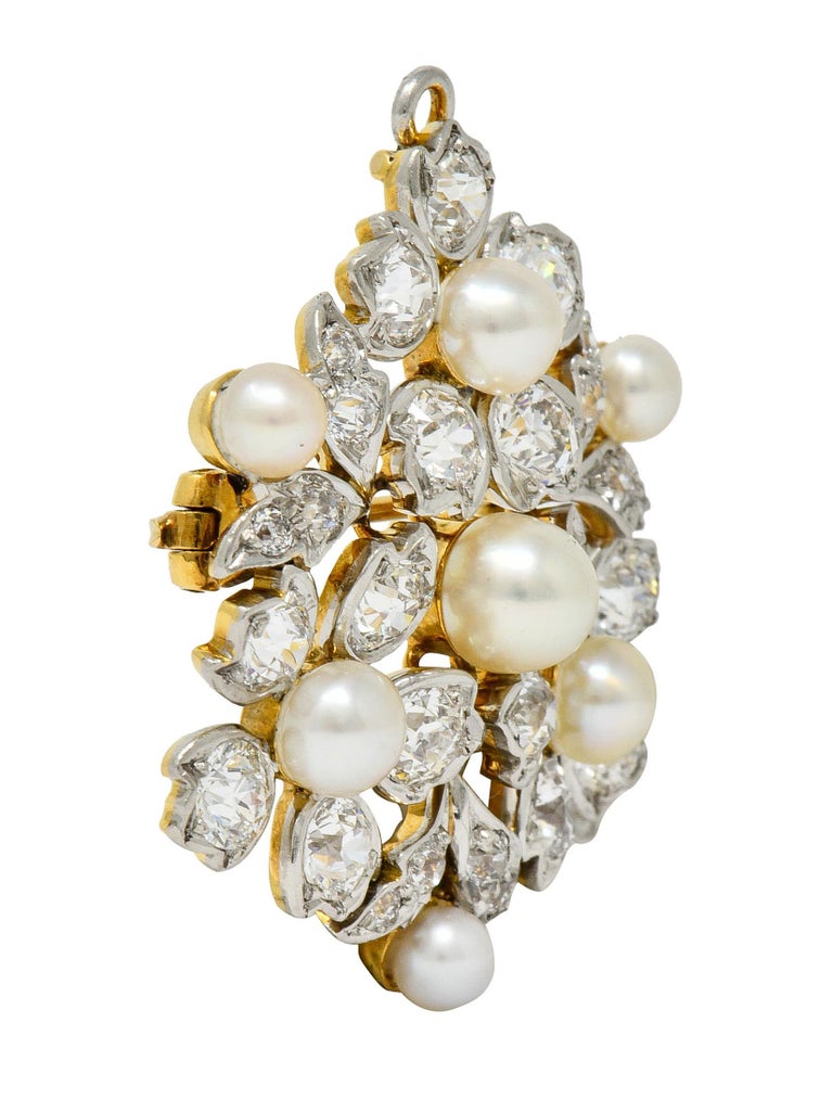 Antique Tiffany and Co. Paulding Farnham Diamond Natural Pearl Platinum ...