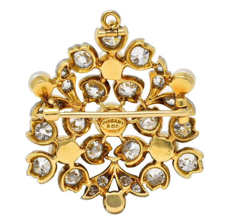 Antique Tiffany and Co. Paulding Farnham Diamond Natural Pearl Platinum ...
