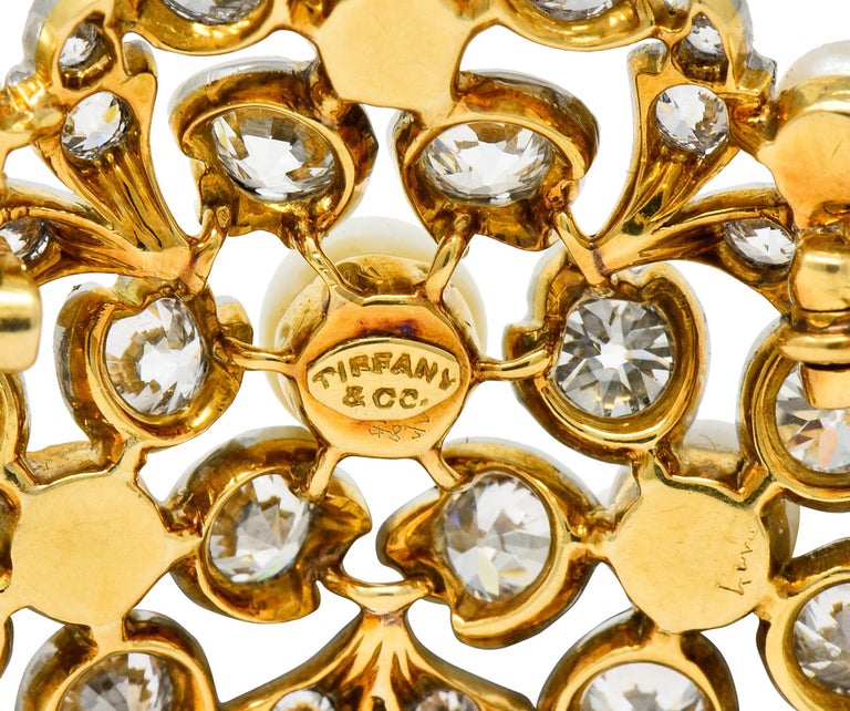 Antique Tiffany and Co. Paulding Farnham Diamond Natural Pearl Platinum ...