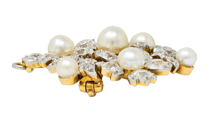 Antique Tiffany and Co. Paulding Farnham Diamond Natural Pearl Platinum ...