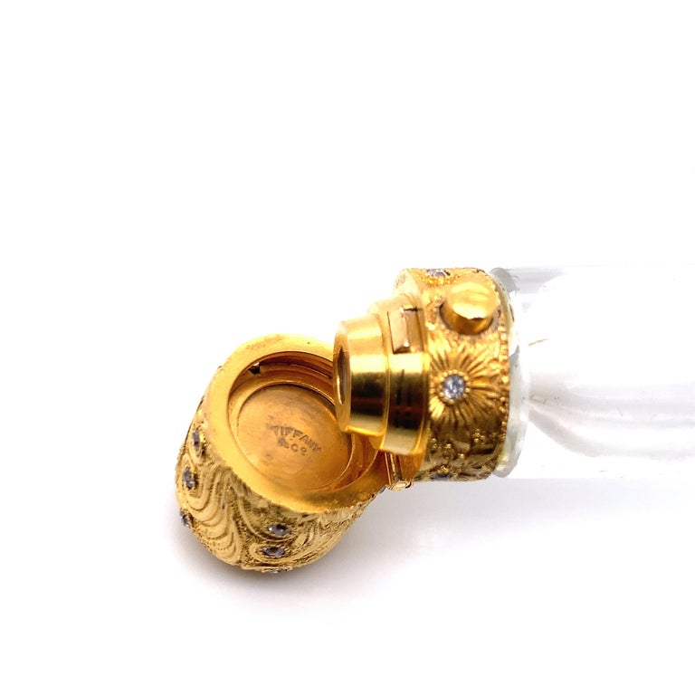 Antique Tiffany and Co. Perfume Bottle with a Gold and Diamond-Covered ...