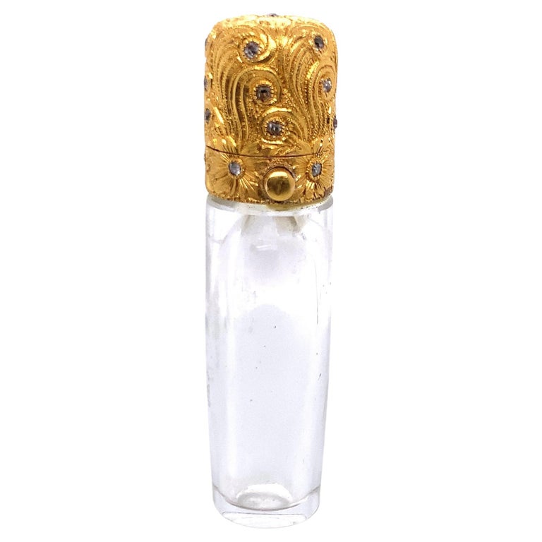 Antique Tiffany and Co. Perfume Bottle with a Gold and Diamond-Covered ...