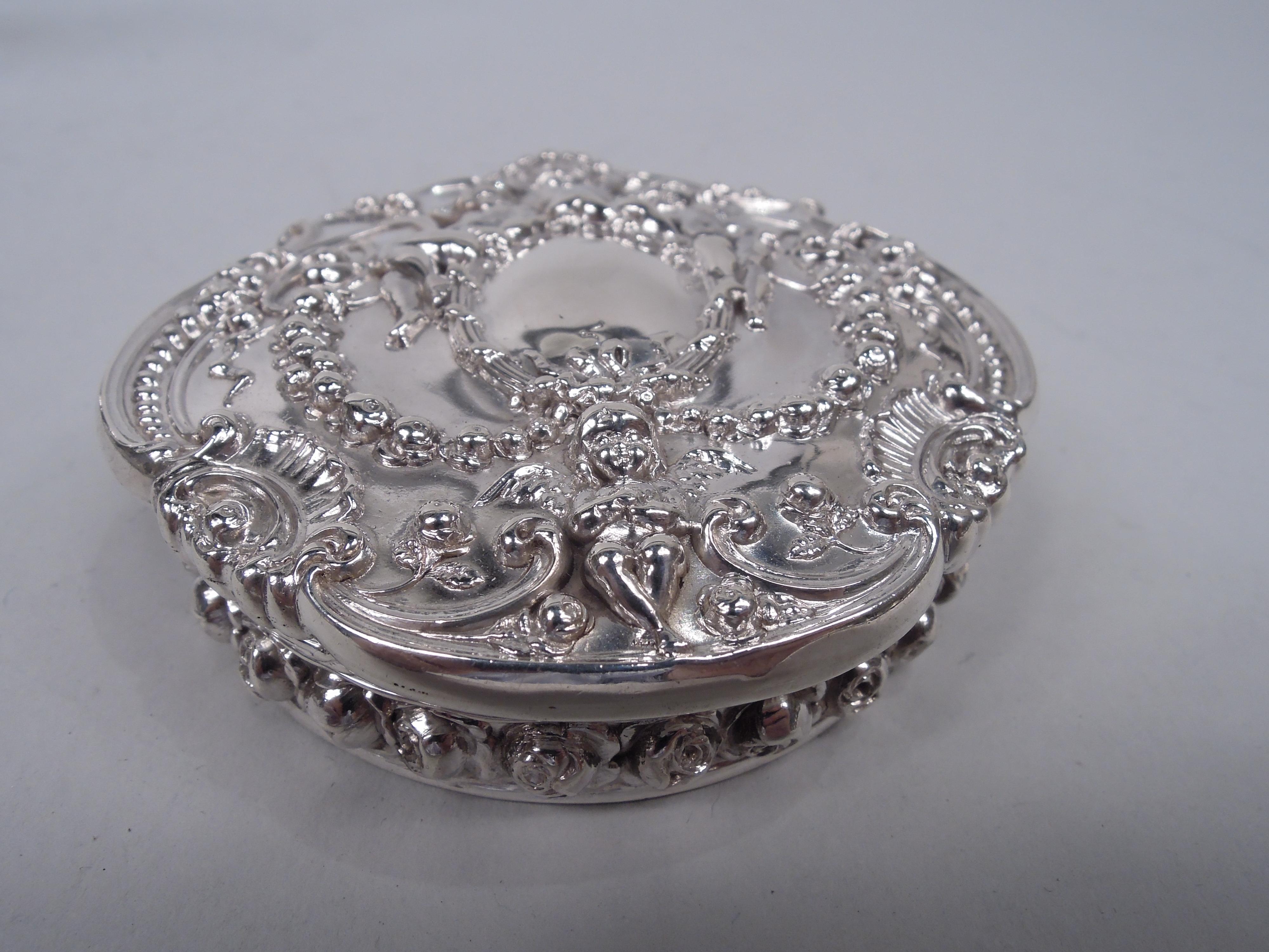 Antique Tiffany Edwardian Classical Sterling Silver Round Trinket Box ...
