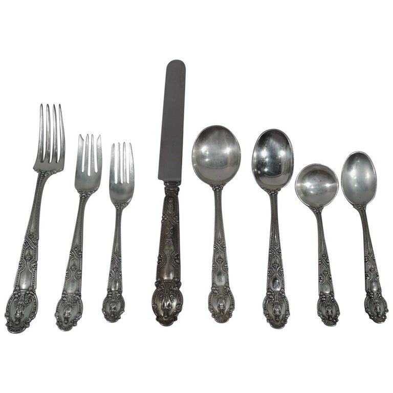 Antique Tiffany Renaissance Sterling Silver Dinner Set for 12 with 221 ...