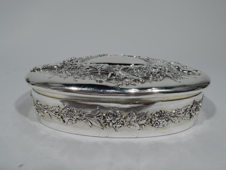 Antique Tiffany Sterling Silver Romantic Cupid Keepsake Box For Sale at ...