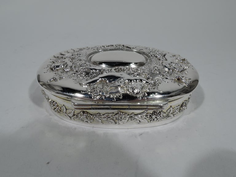 Antique Tiffany Sterling Silver Romantic Cupid Keepsake Box For Sale at ...