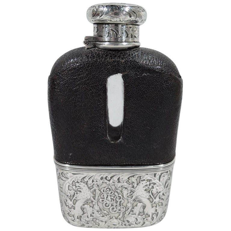 Antique Tiffany Sterling Silver Safari Flask For Sale at 1stDibs