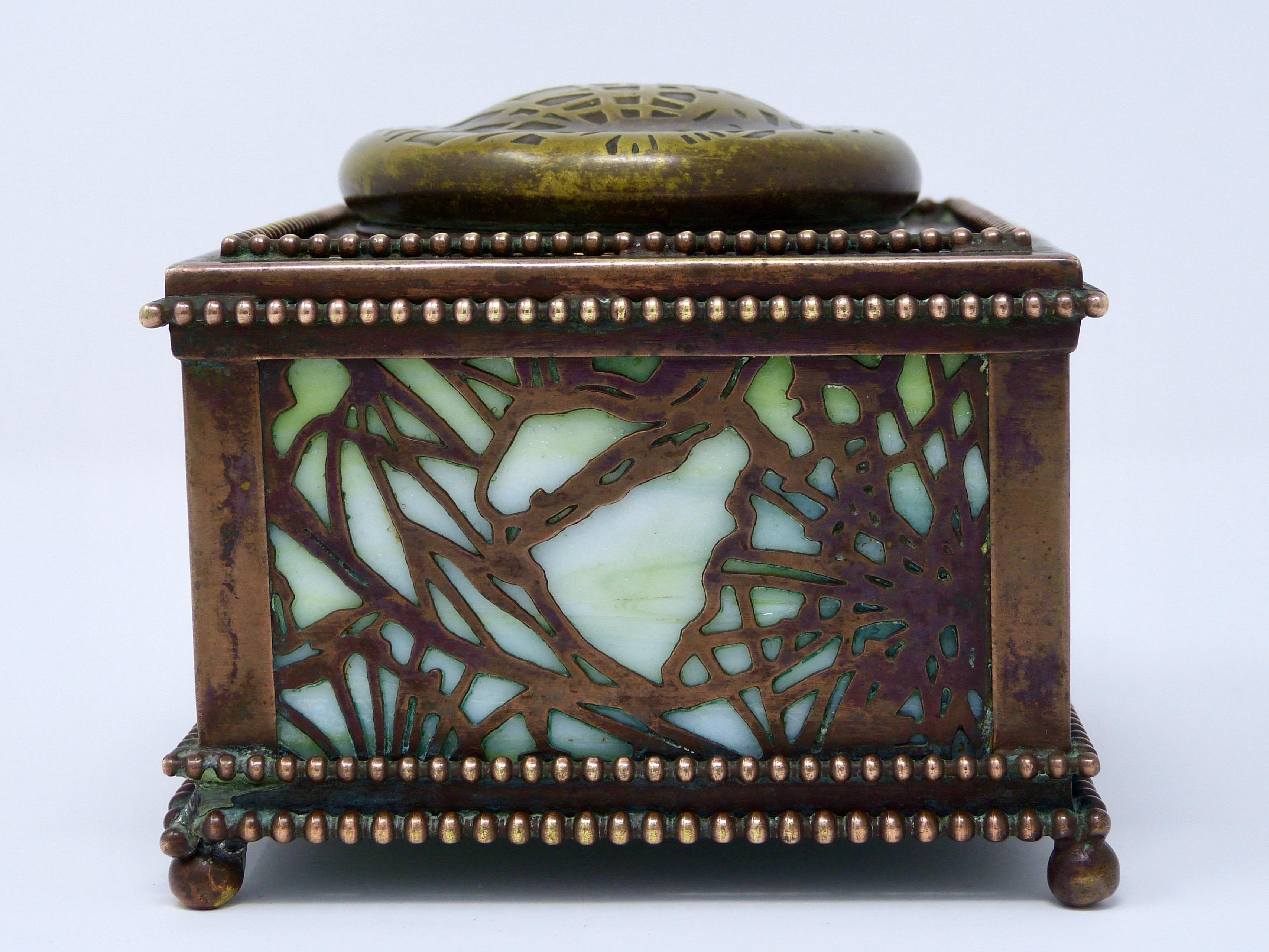 Antique Tiffany Studios Art Nouveau Square Inkwell, circa 1900 at 1stDibs