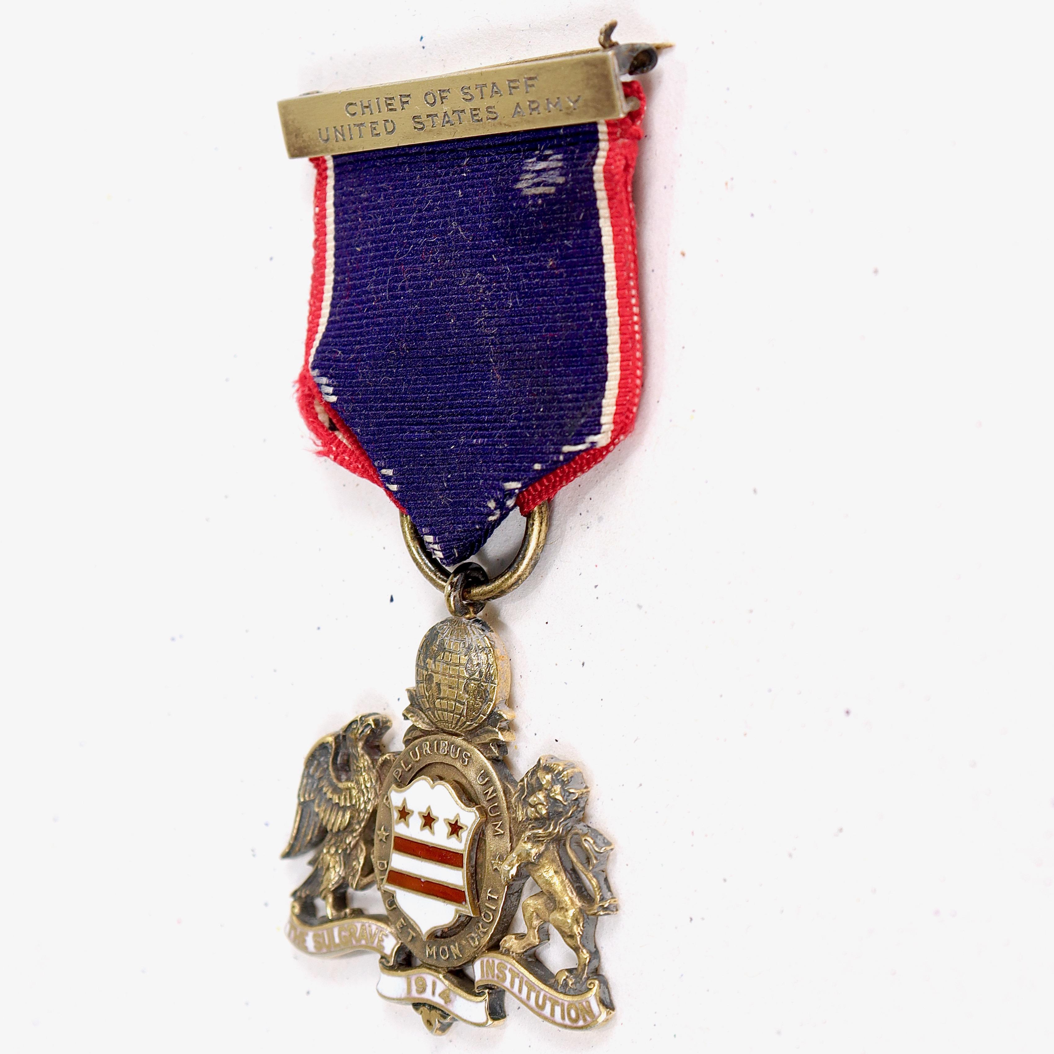 Antique Tiffany Sulgrave Institute Medal for US Army Chief of Staff ...