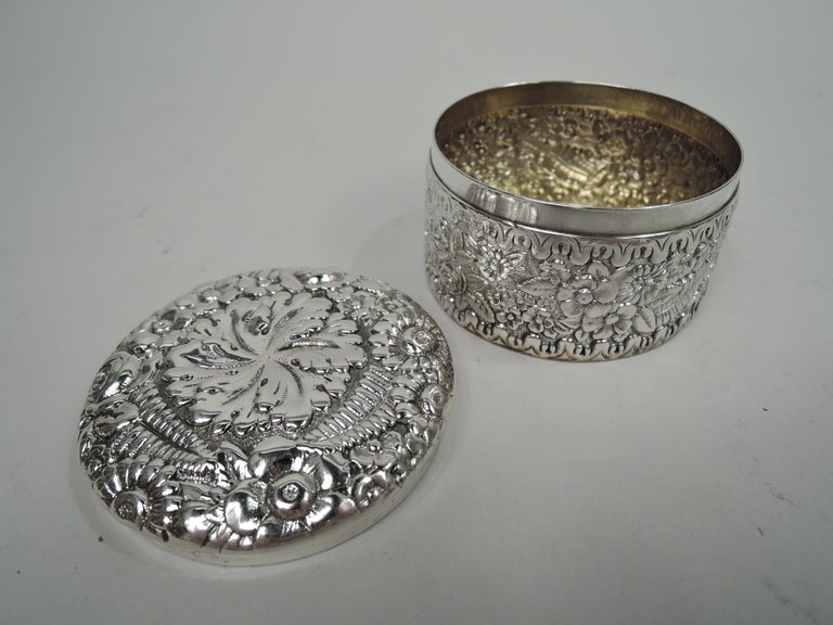 Antique Tiffany Victorian Repousse Sterling Silver Trinket Box For Sale ...