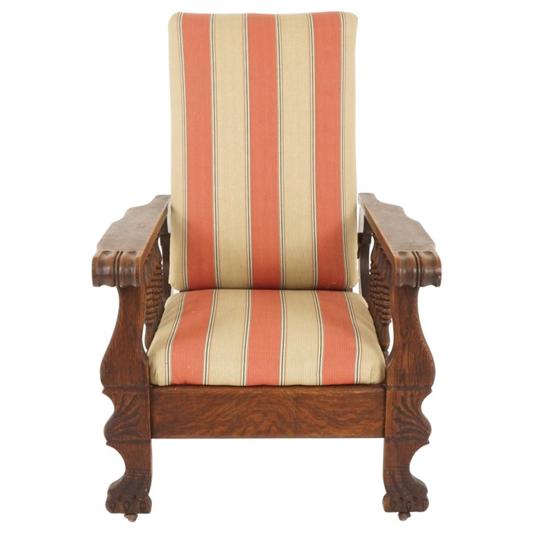 Antique Tiger Oak Chair, Reclining Morris Chair, American 1920, B2320 ...