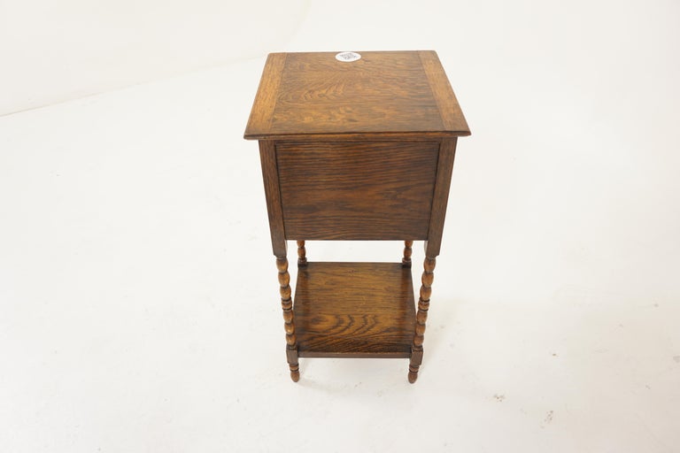Antique Tiger Oak Lift Up Sewing Box, Lamp Table, Planter, Scotland 1920, H793 at 1stDibs
