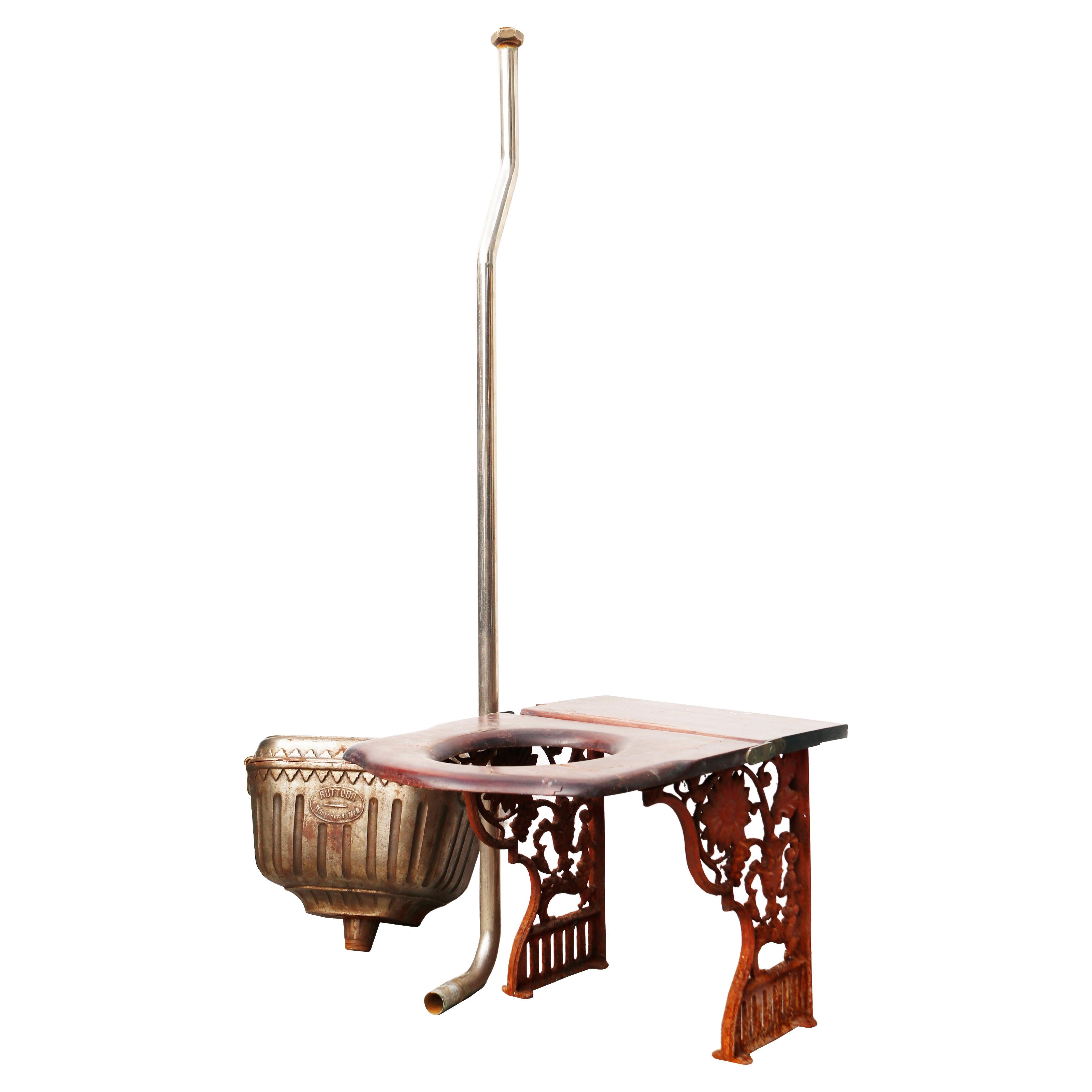Antique Toilet Cistern with Mahogany Seat at 1stDibs