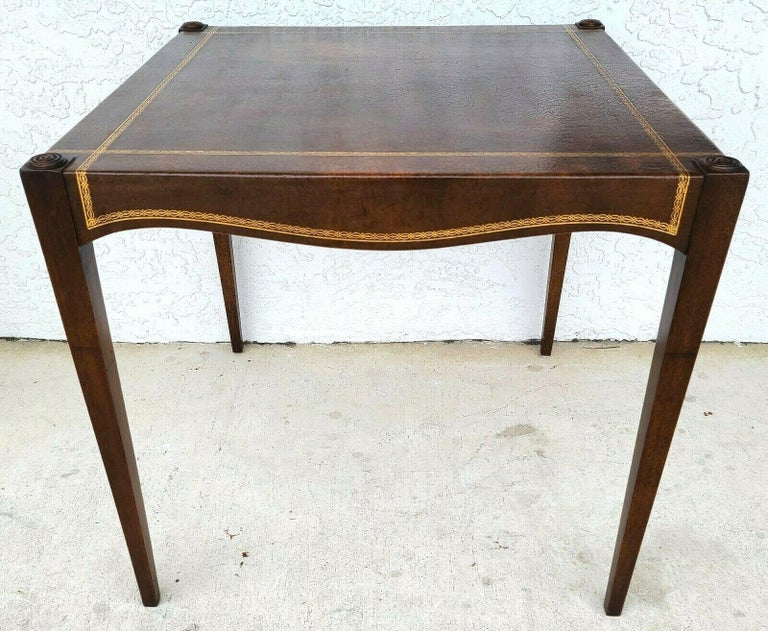 Antique Tooled Leather Game Card Table by Barnard and Simonds For Sale ...