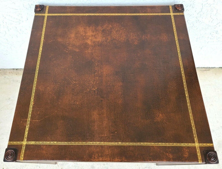 Antique Tooled Leather Game Card Table by Barnard and Simonds For Sale ...
