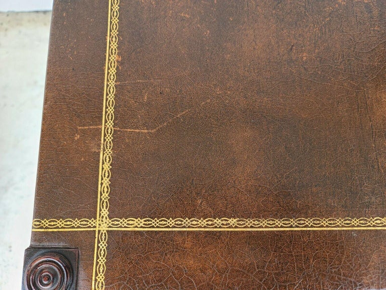 Antique Tooled Leather Game Card Table by Barnard and Simonds For Sale ...