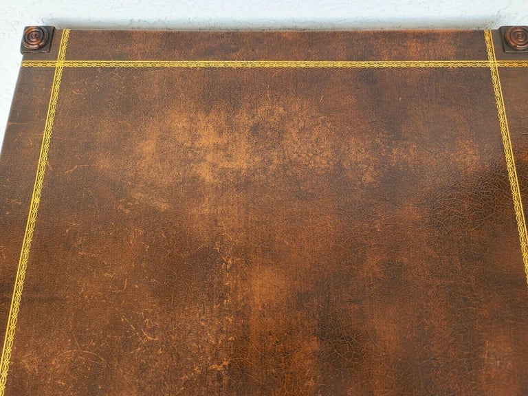 Antique Tooled Leather Game Card Table by Barnard and Simonds For Sale ...