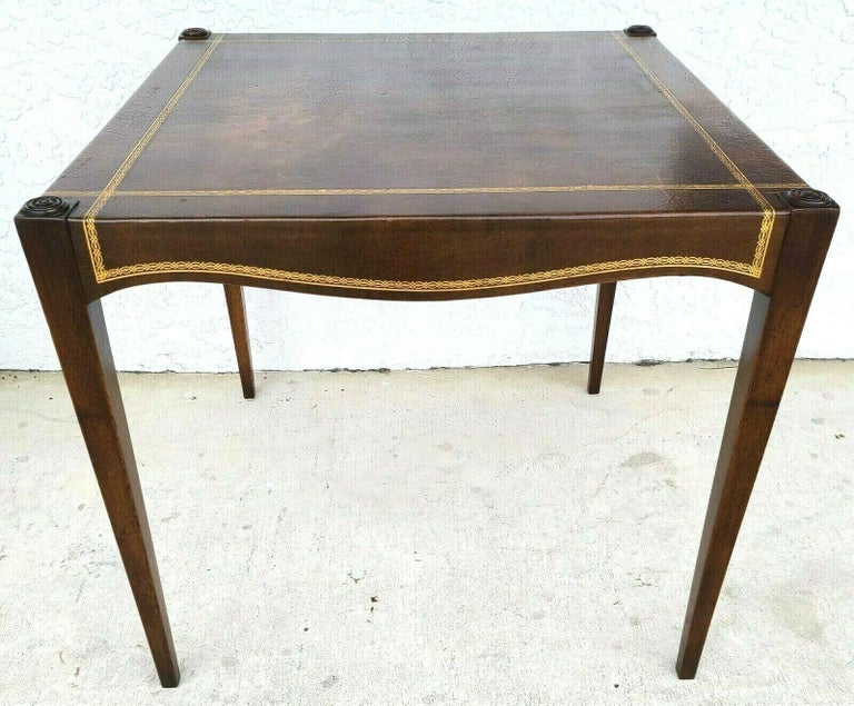 Antique Tooled Leather Game Card Table by Barnard and Simonds For Sale ...
