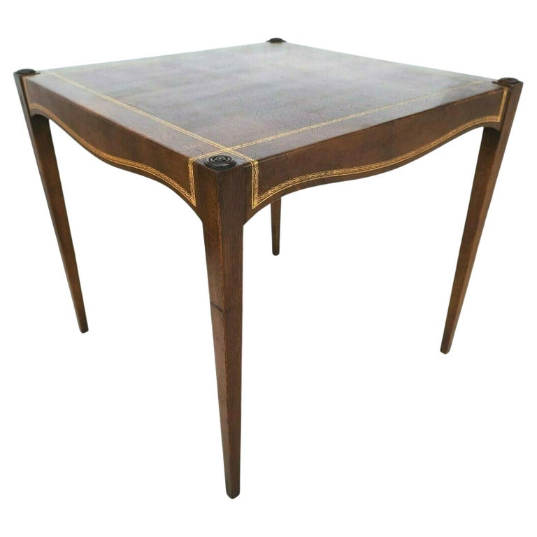Antique Tooled Leather Game Card Table by Barnard and Simonds For Sale ...