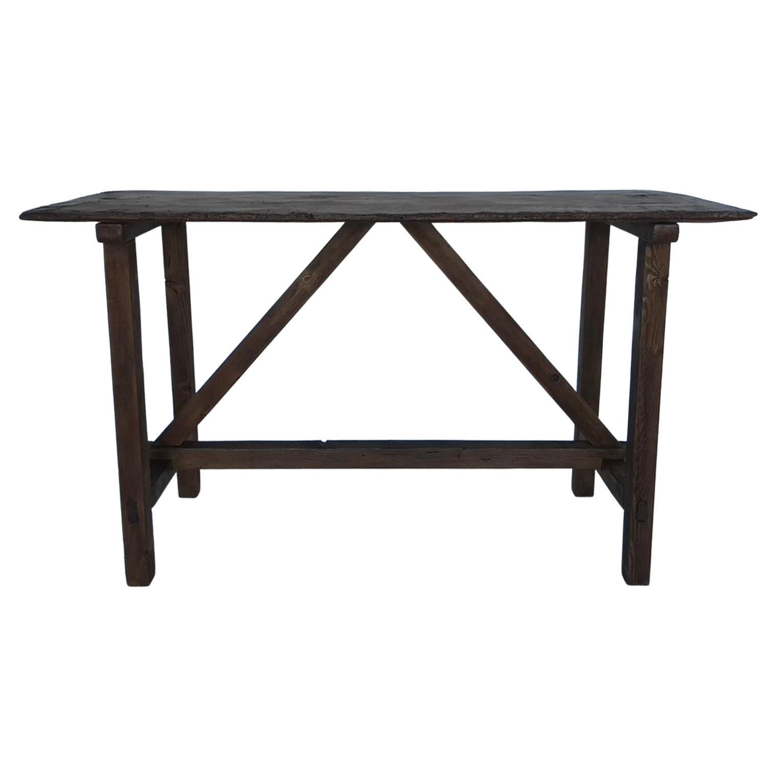 Antique Re-Creation Leather Top Console Table For Sale at 1stDibs