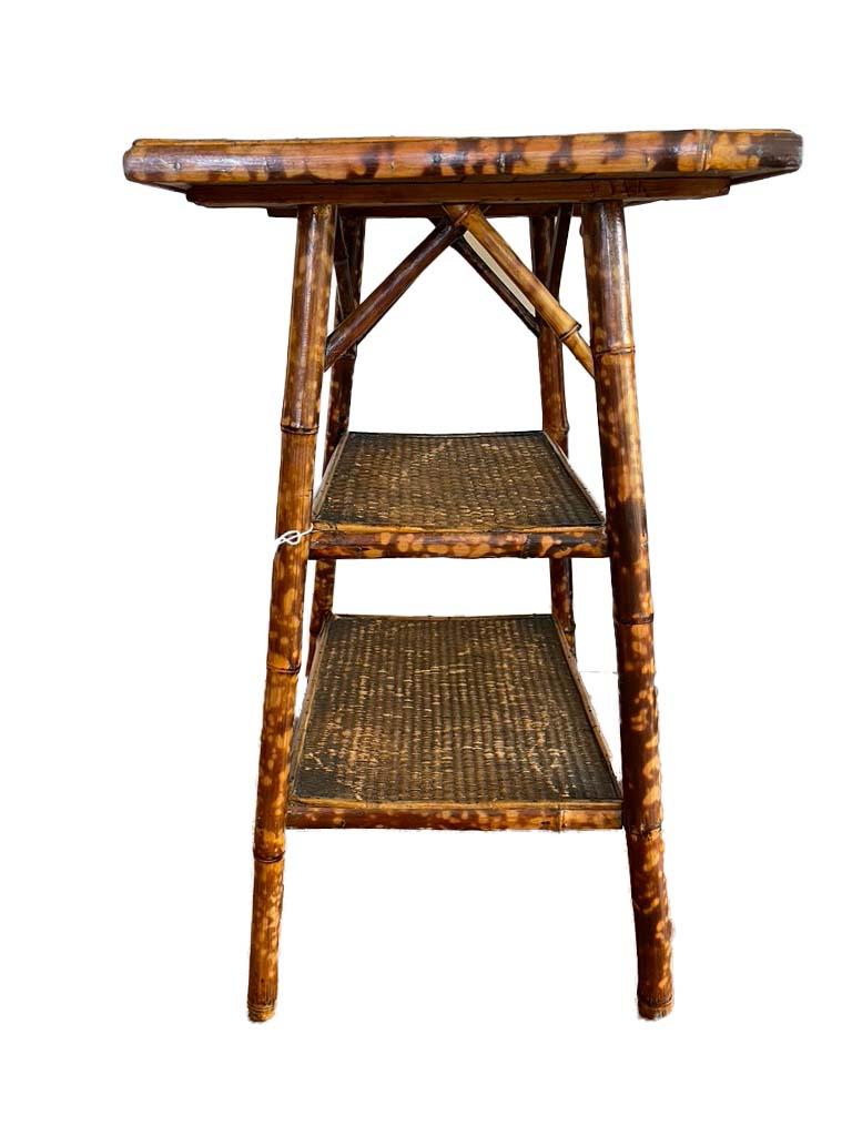 Antique Tortoise Shell Bamboo and Woven Rice Mat Side Table at 1stDibs ...