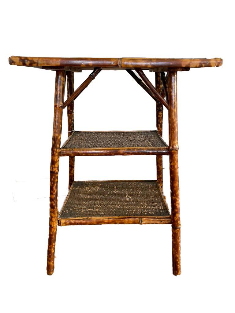 Antique Tortoise Shell Bamboo and Woven Rice Mat Side Table at 1stDibs ...