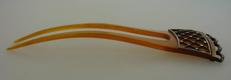 Antique Tortoise Shell Rose Cut Diamond Silver Hair Comb Clip at ...