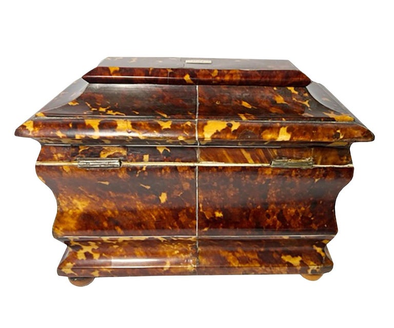 Antique Tortoiseshell Tea Caddy For Sale at 1stDibs