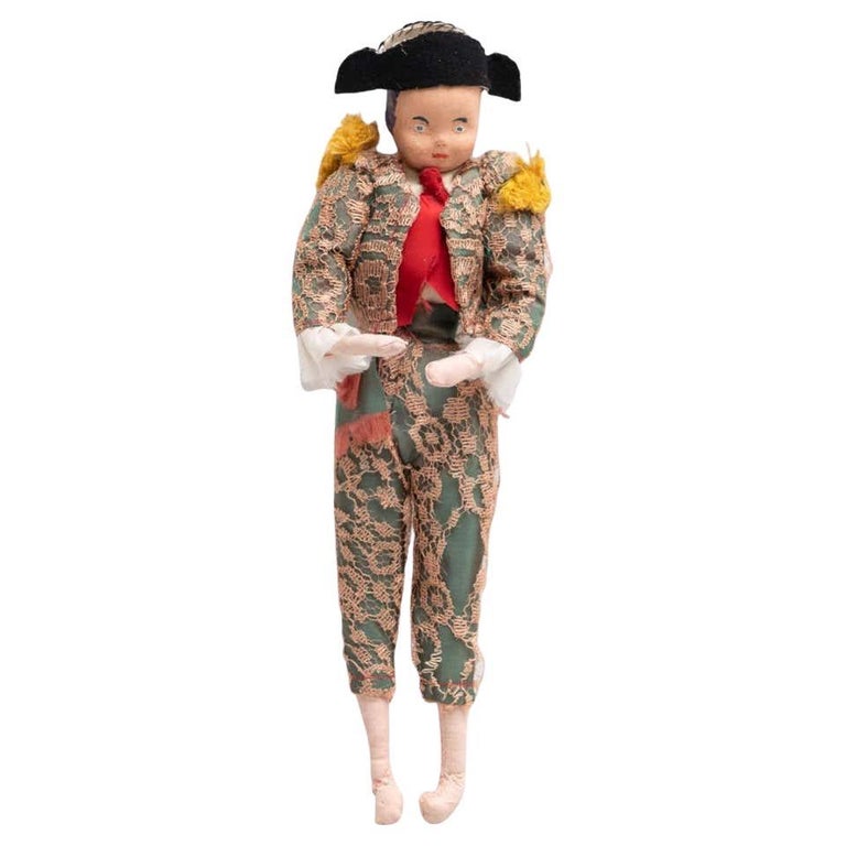 Antique Traditional Spanish Bullfighter Torero Rag Doll Circa 1920
