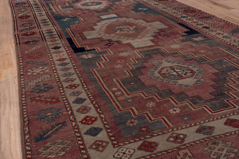 Antique Transcaucasian Rug, Colorful Palette, Purple Borders ...