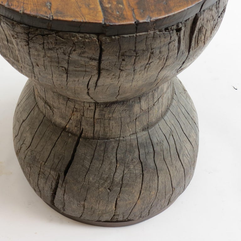 Antique Tribal African Hardwood Hand Carved Stool Side Table No4 at 1stDibs