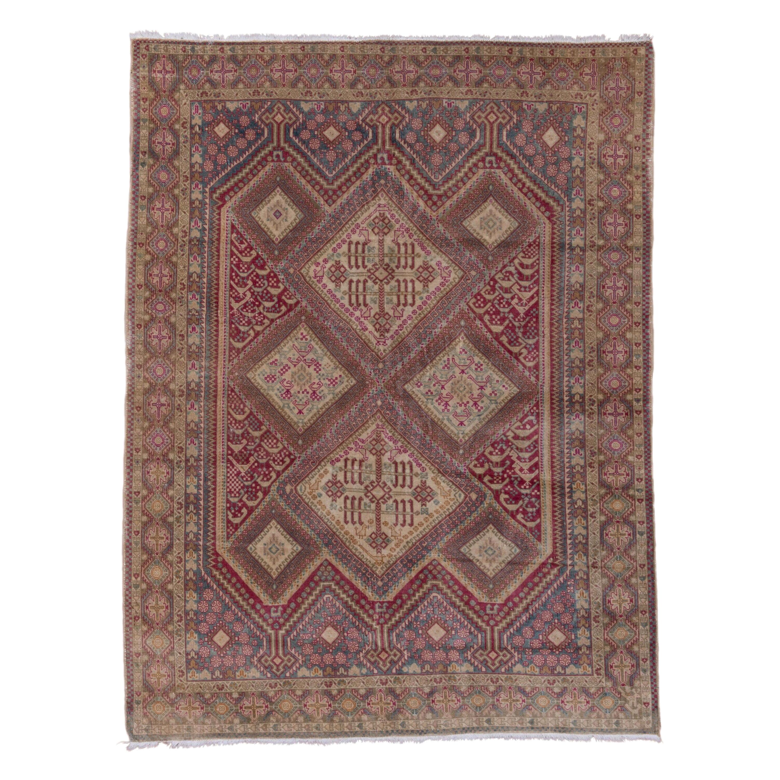 Soft Toned Tribal Persian Afshar Rug, Blue and Beige Palette For Sale ...