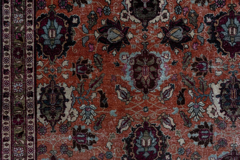 Antique Tribal Persian Varamin Rug, Colorful Palette, Allover Field ...