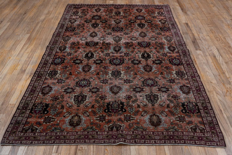 Antique Tribal Persian Varamin Rug, Colorful Palette, Allover Field ...